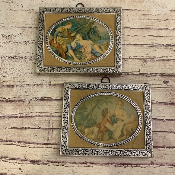 Art | Vintage Set Of Two Ornate Embossed Silver Foil Art | Poshmark